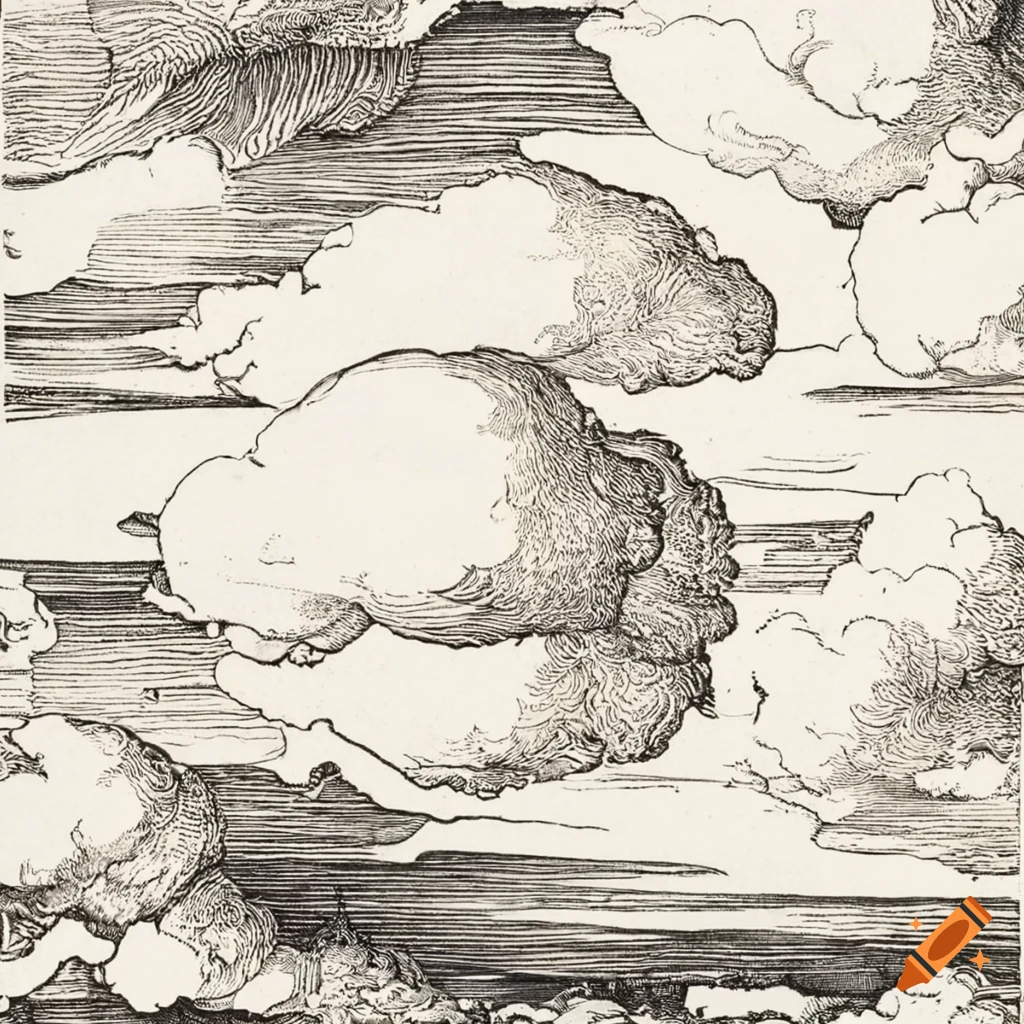 Engraving of a cloudy sky by Albrecht Durer on Craiyon