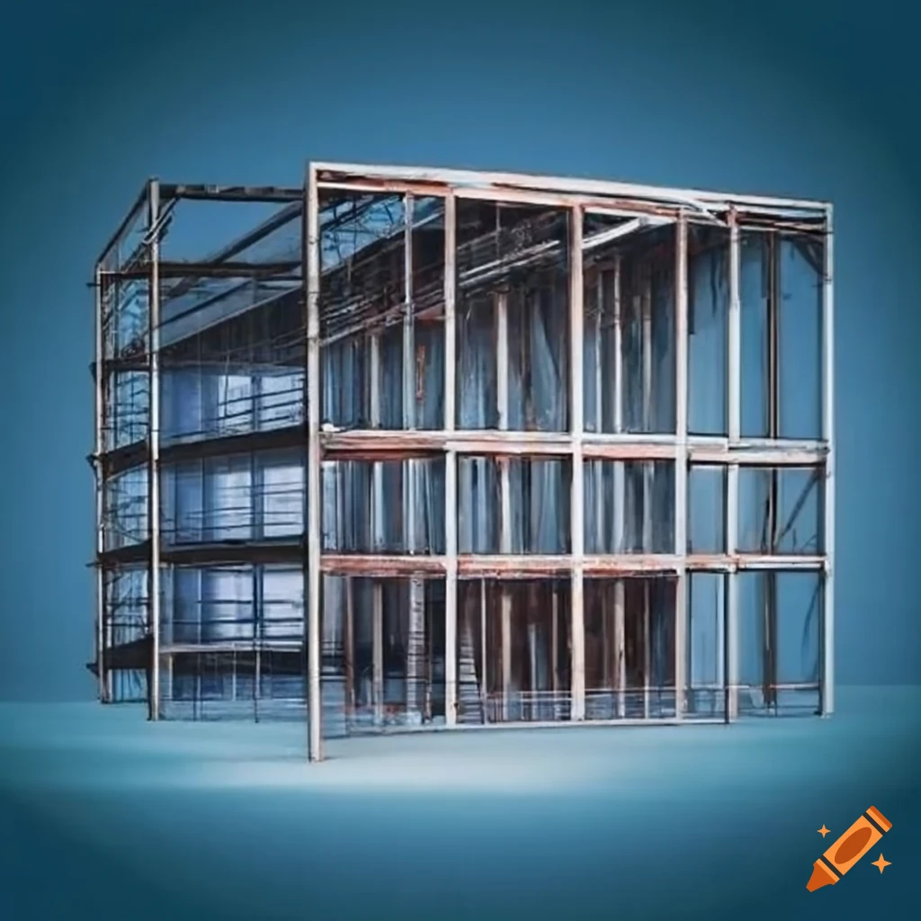 Steel frame warehouse with plain walls on Craiyon