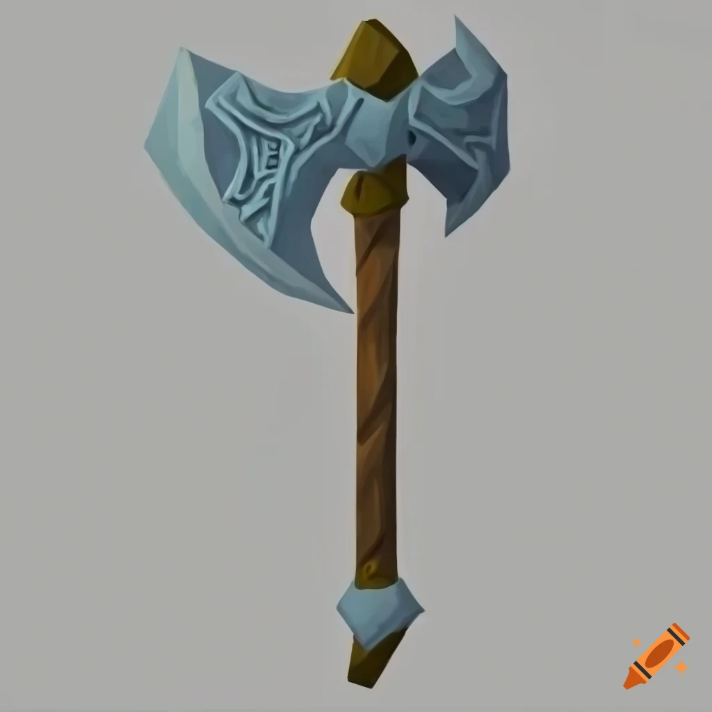 Ornate pickaxe in Runescape art style on white background on Craiyon