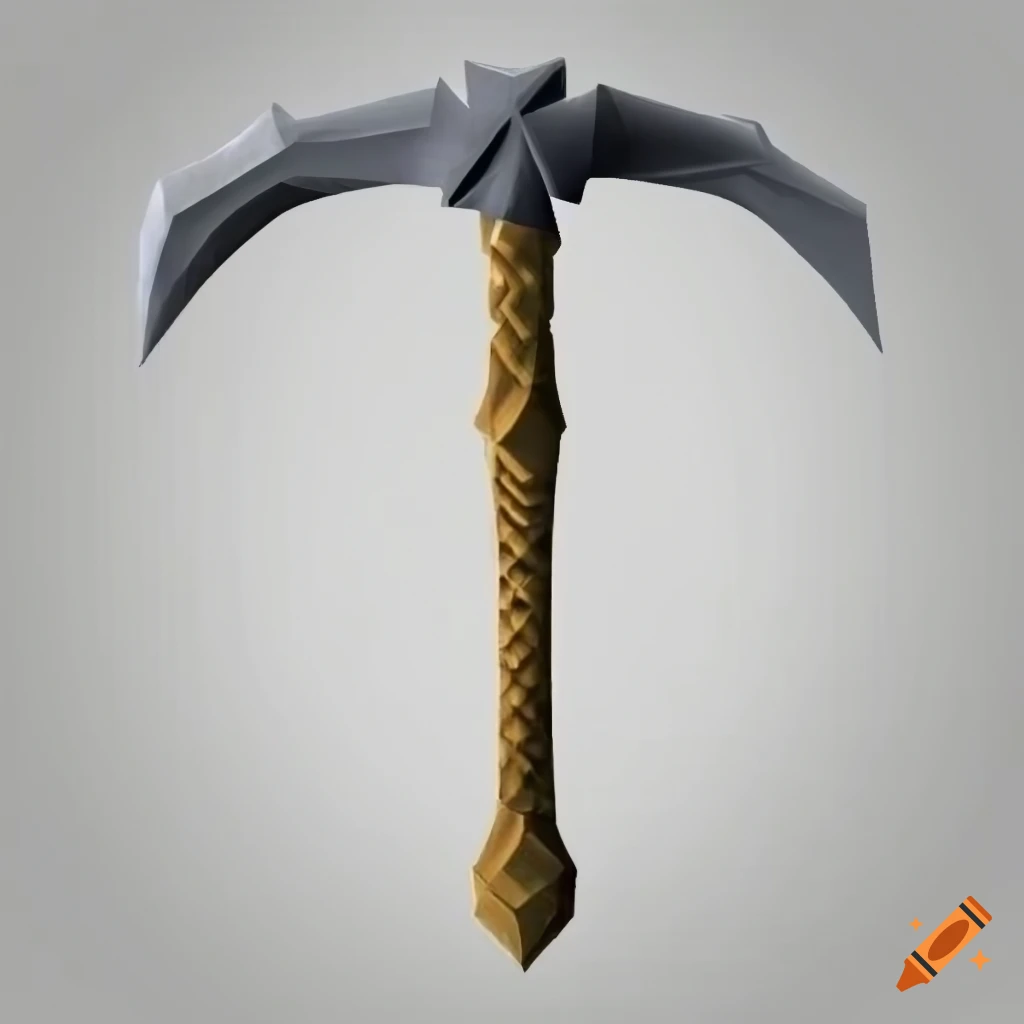 Runescape style pickaxe on white background on Craiyon