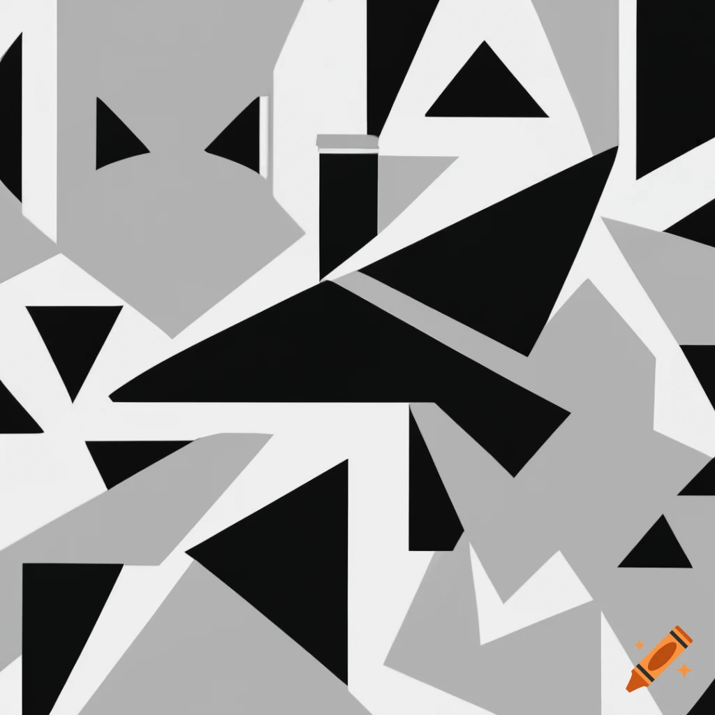 Abstract monochrome art with geometric shapes on Craiyon