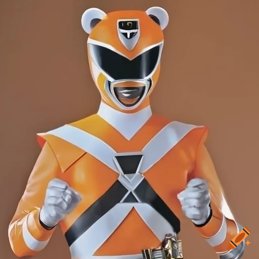Bear dressed as the orange power ranger on Craiyon