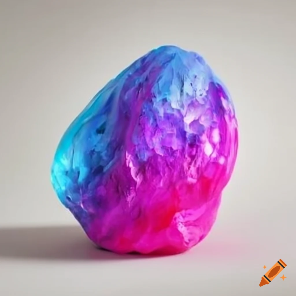 Shiny blue and pink pet rock with mood lighting