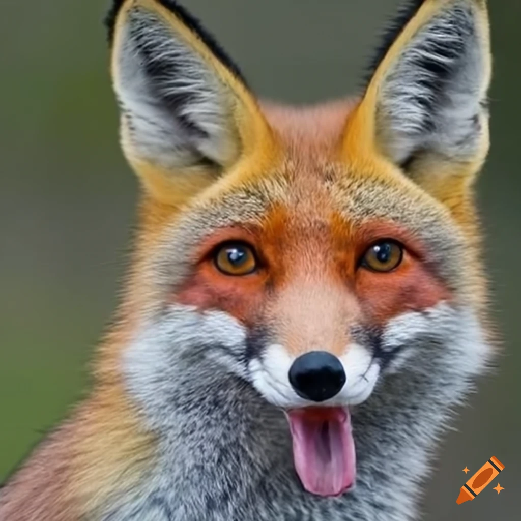 Cute fox sticking its tongue out on Craiyon