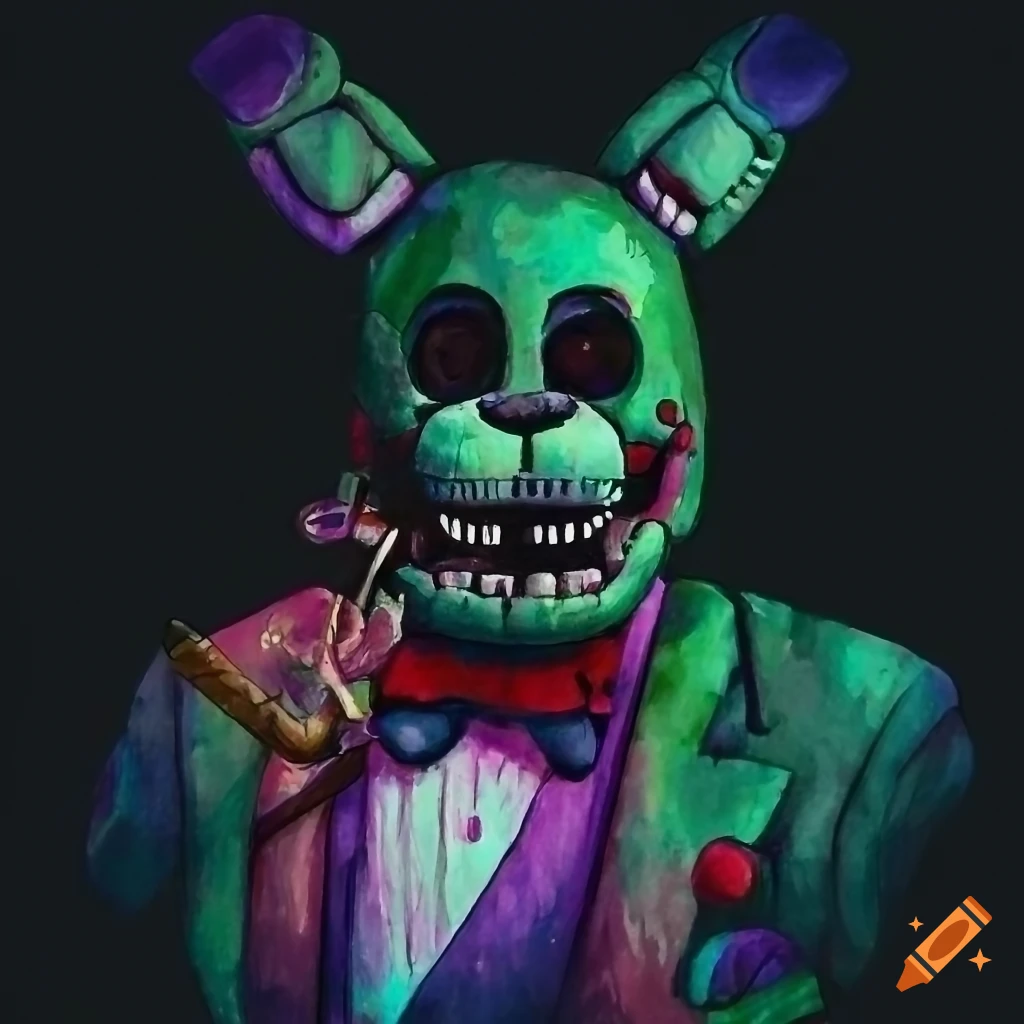 Realistic drawing of Springtrap smoking a cigar on Craiyon