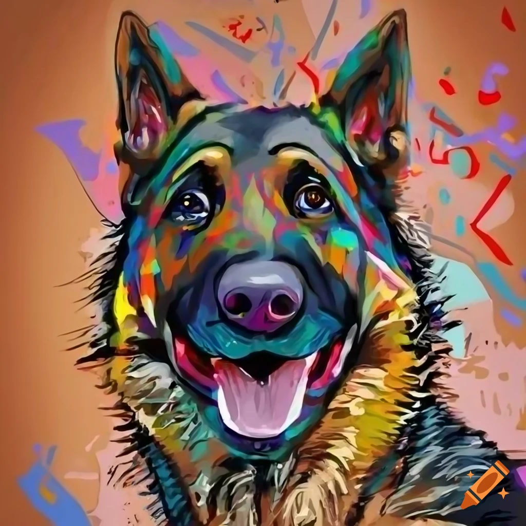 Picasso style abstract german shepherd dog graffiti on Craiyon