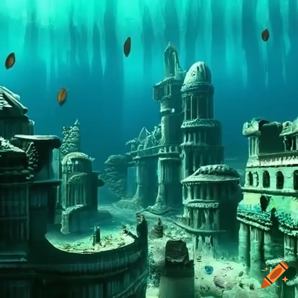 Image of an underwater steampunk city with temples and corals on Craiyon