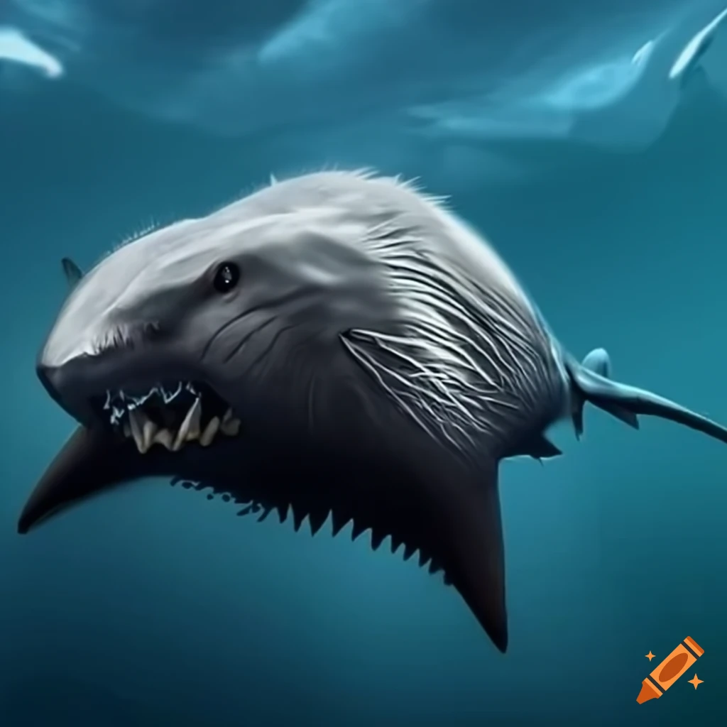Illustration of a Beaver Shark creature on Craiyon