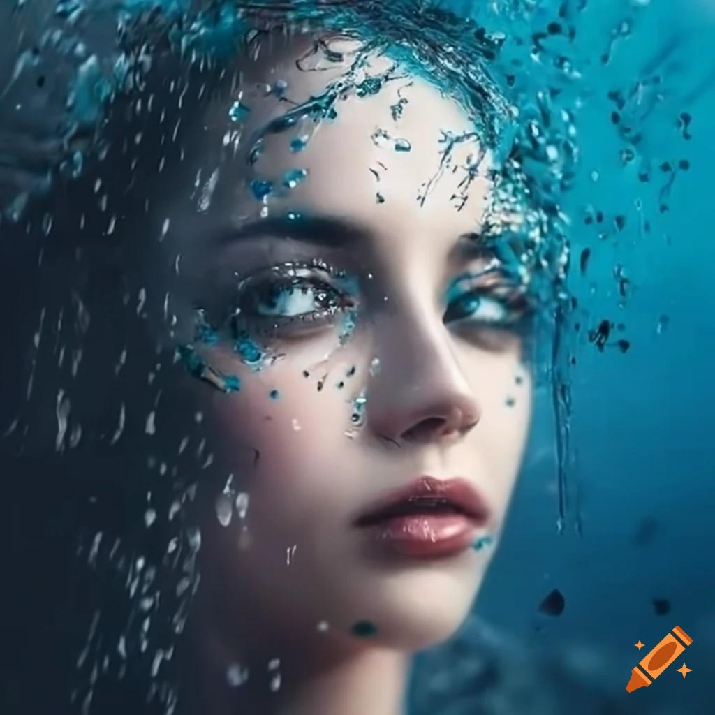 Photo of a beautiful wet-haired sea woman