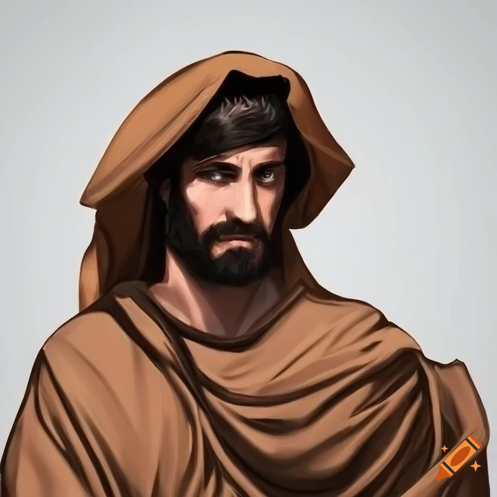 Portrait of a male mage in ancient greek costume on Craiyon