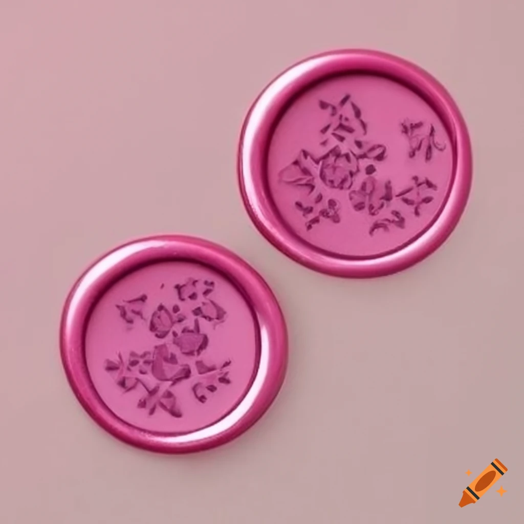 Fuchsia pink diamond-shaped wax seal