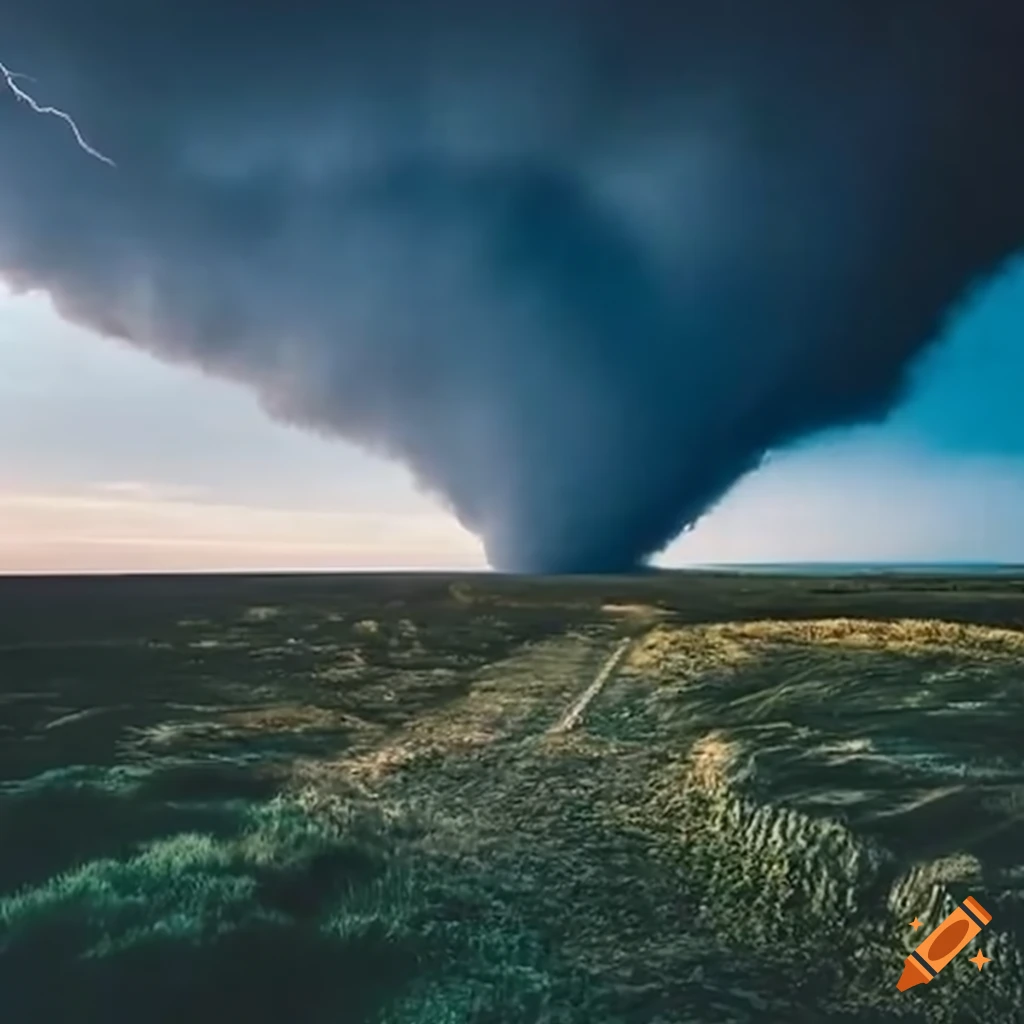 Image of a giant tornado hidden by heavy rain on Craiyon