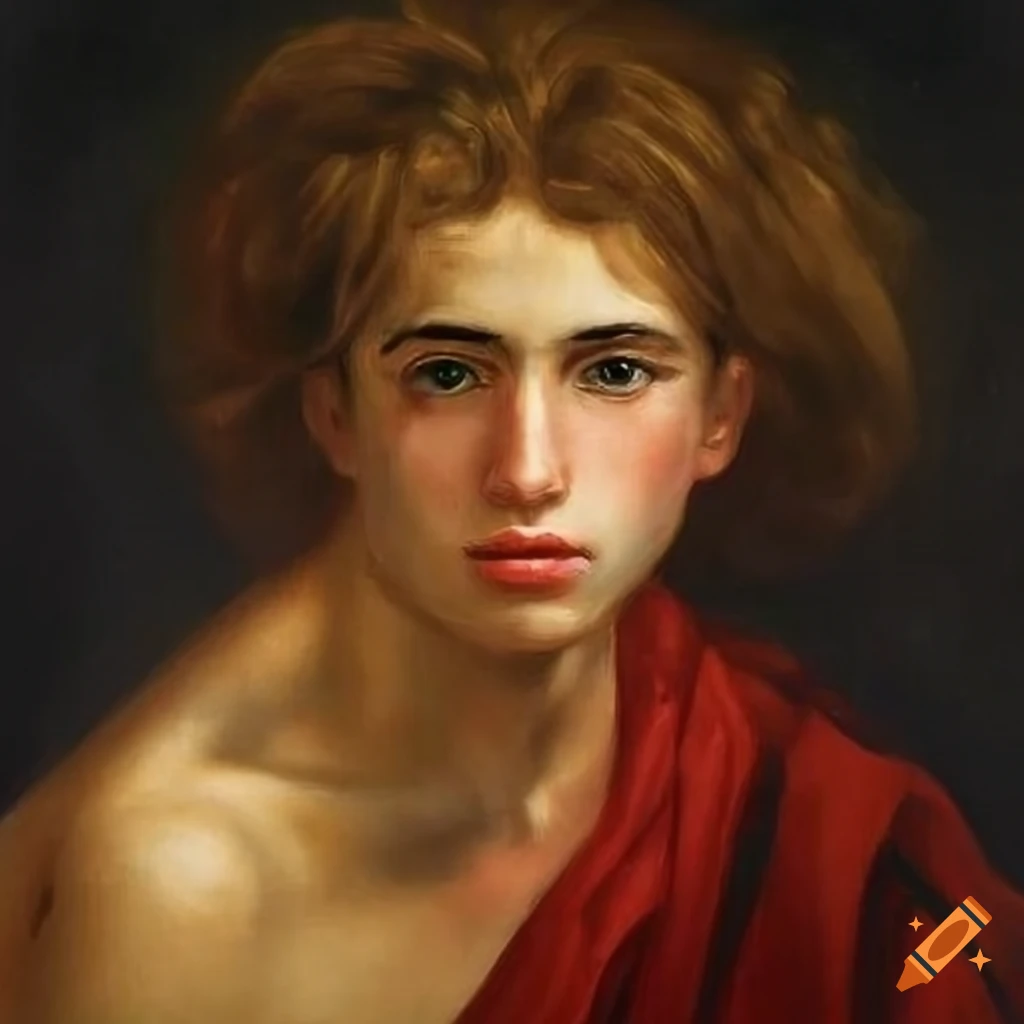 Oil painting of a confident and powerful male god on Craiyon