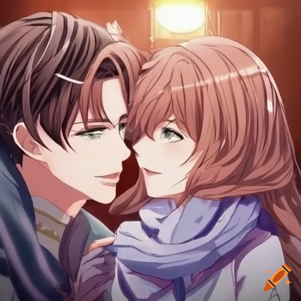 Romantic anime couple in a winter setting on Craiyon