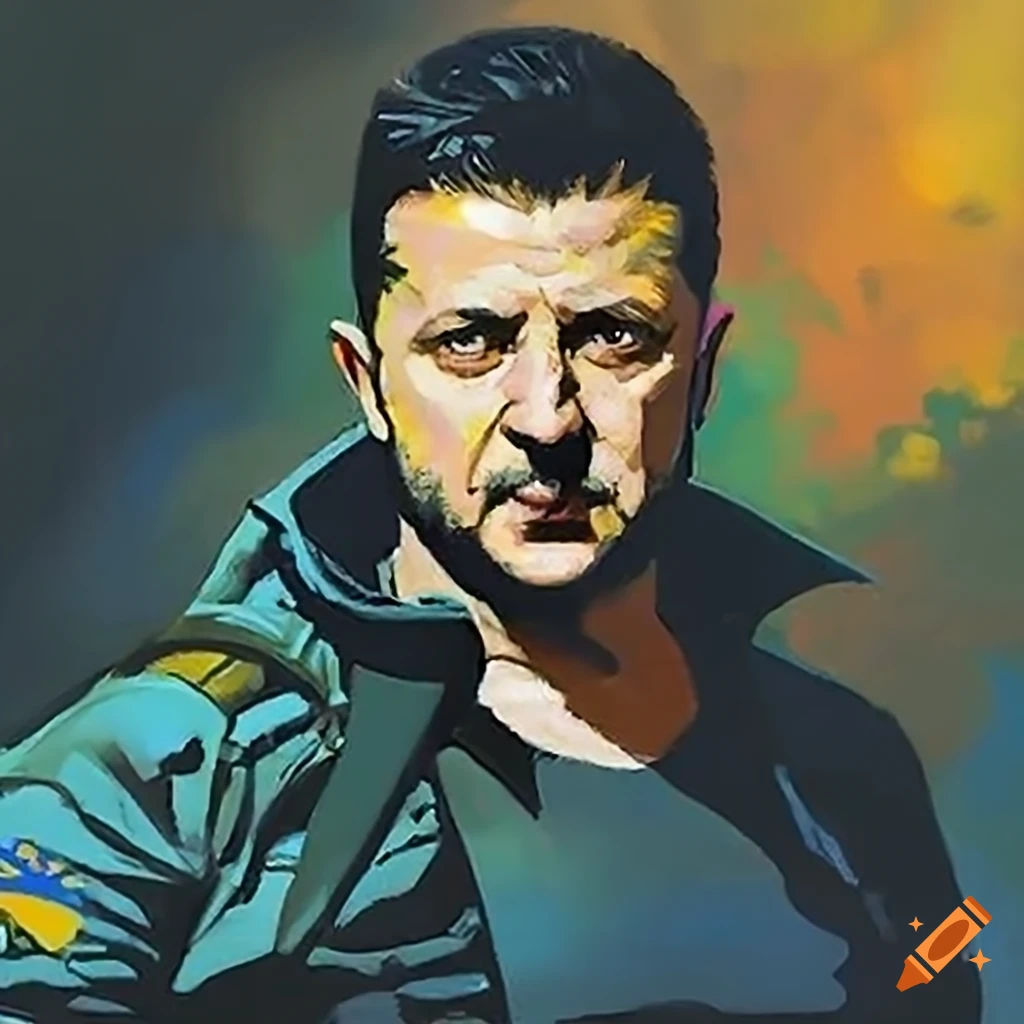 Volodymyr zelensky in frazetta art style