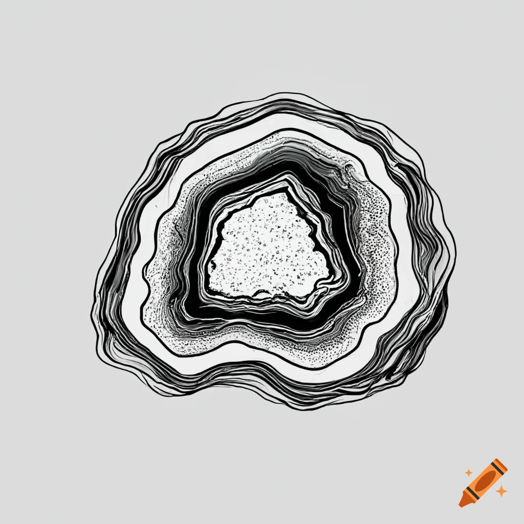 Single line drawing of geode agate with the words Embracing ...