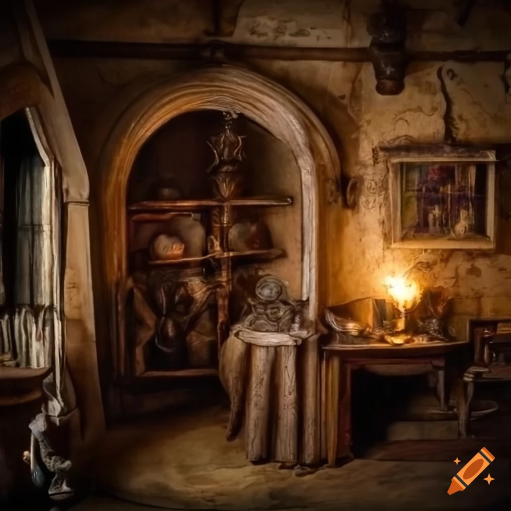 Medieval alchemist room on Craiyon