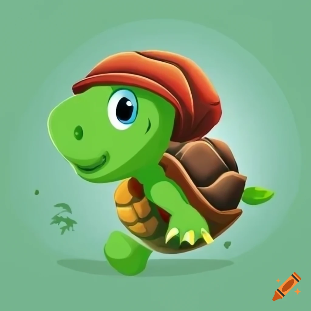 Cartoon turtle running on Craiyon