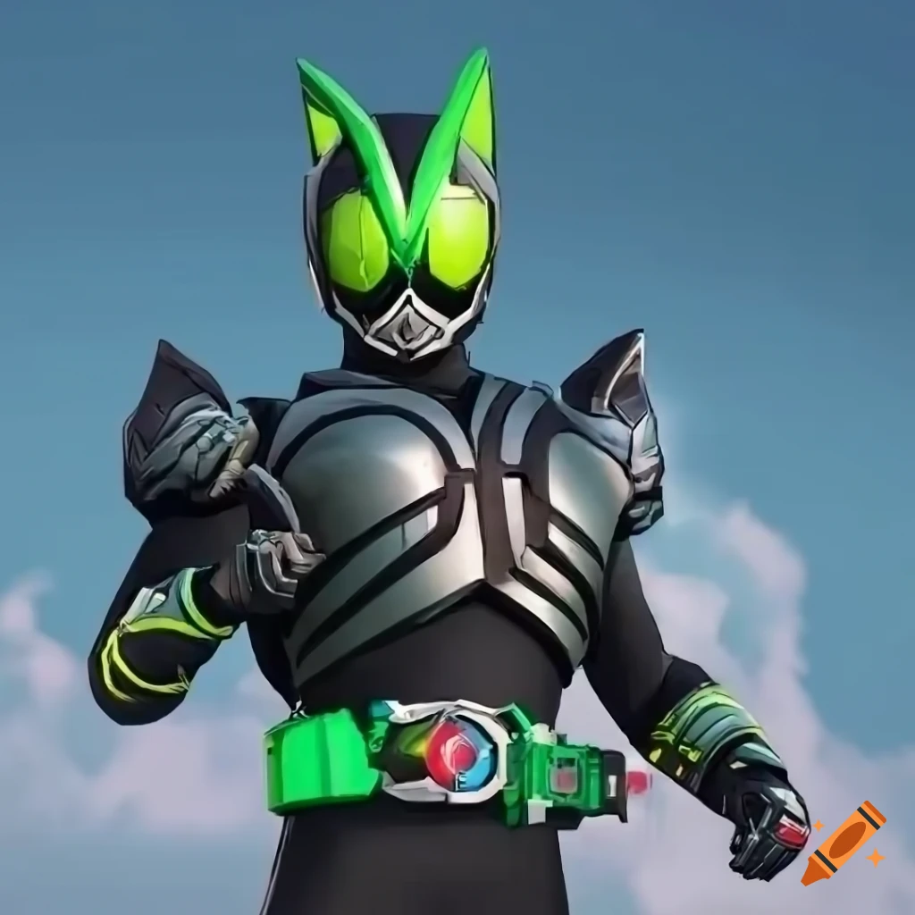 Kamen rider with cat and cactus motif