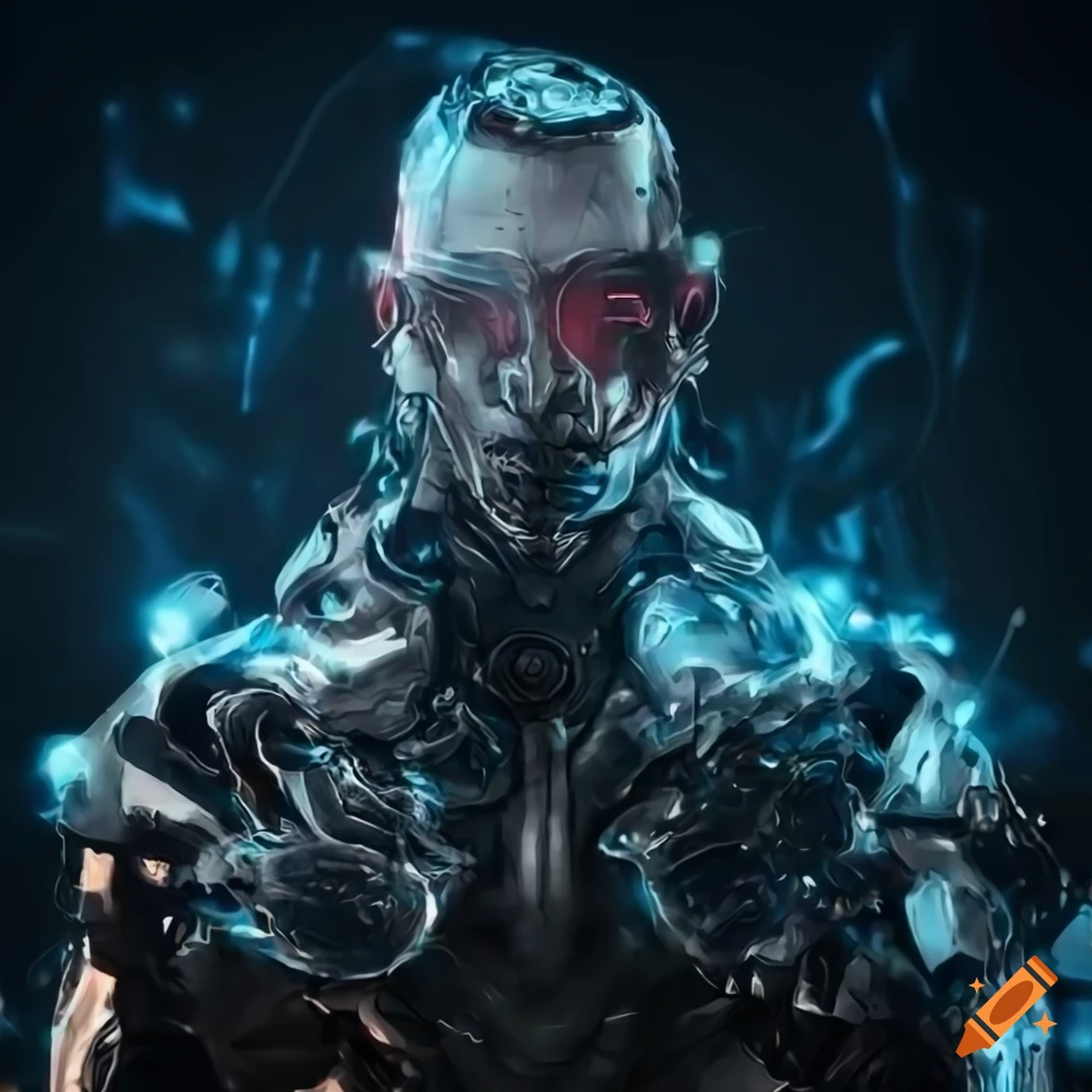 Hyper realistic digital art of a cyborg warrior