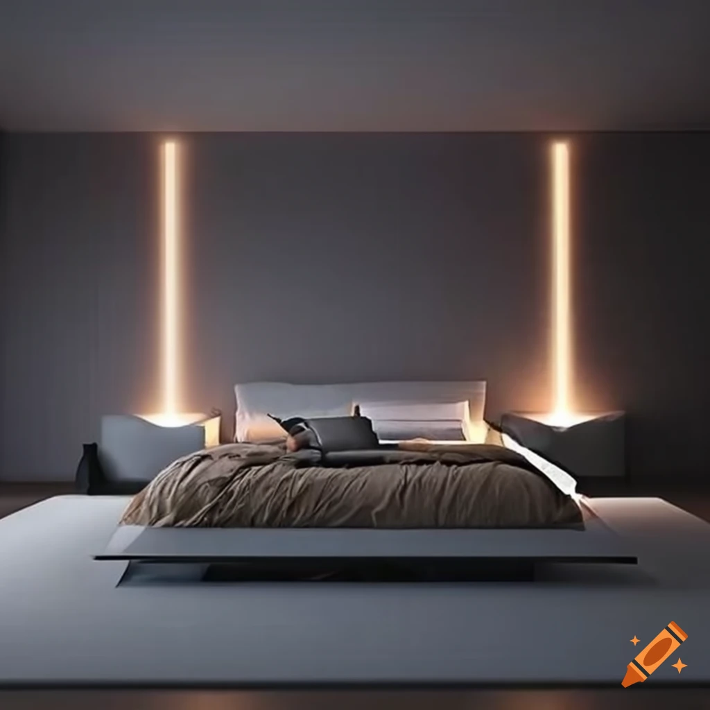 Dormitorio minimalista con luces led on Craiyon