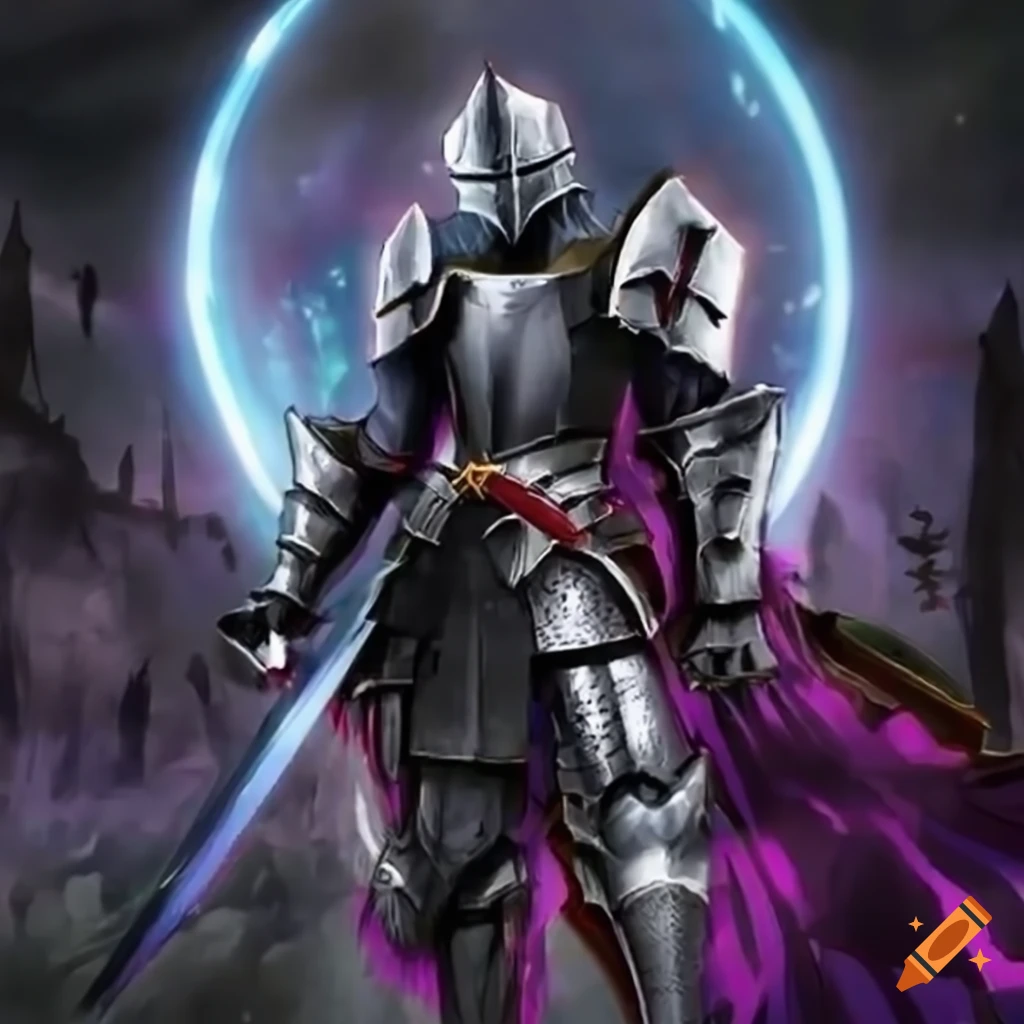 Digital artwork of a black knight fighting against another knight on ...