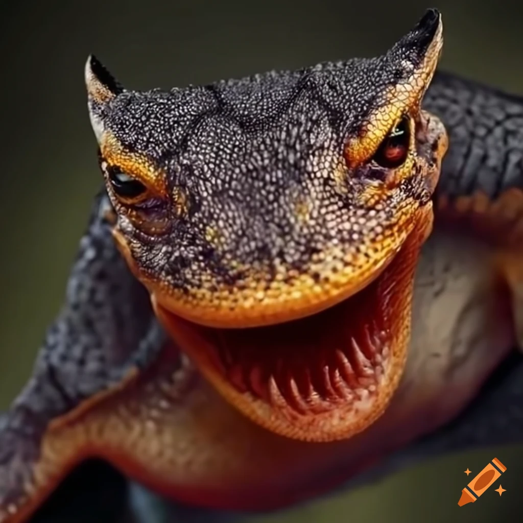 Digital art of a demonic newt lizard on Craiyon