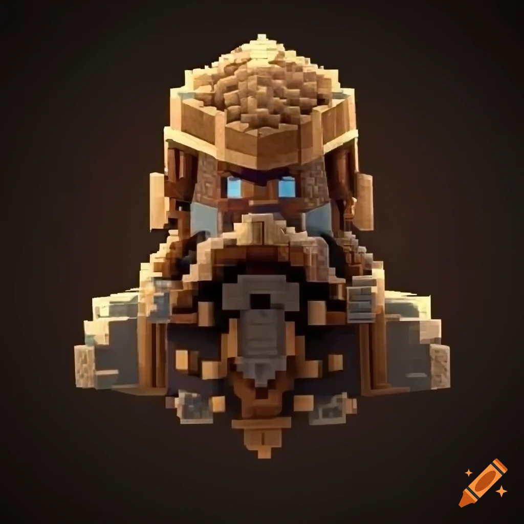 Image of ancient voxel dwarven warriors in rusted armor on Craiyon