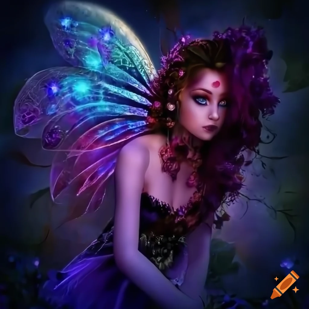 Detailed fractal art of a glowing fairy in an enchanted garden on Craiyon