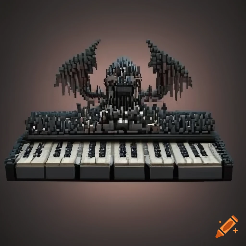 Gothic-style music keyboard with bone-like keys on Craiyon