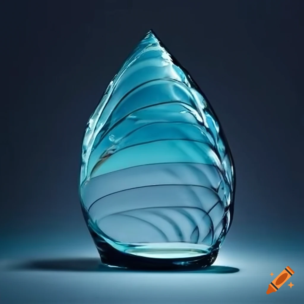 Glass sculpture resembling a wave on Craiyon