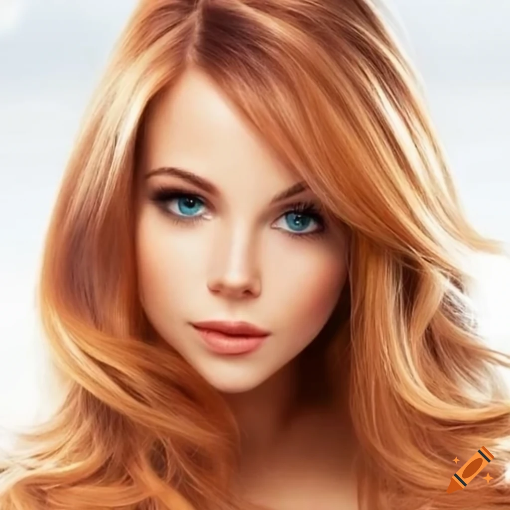 Portrait of a beautiful woman with strawberry blonde hair on Craiyon
