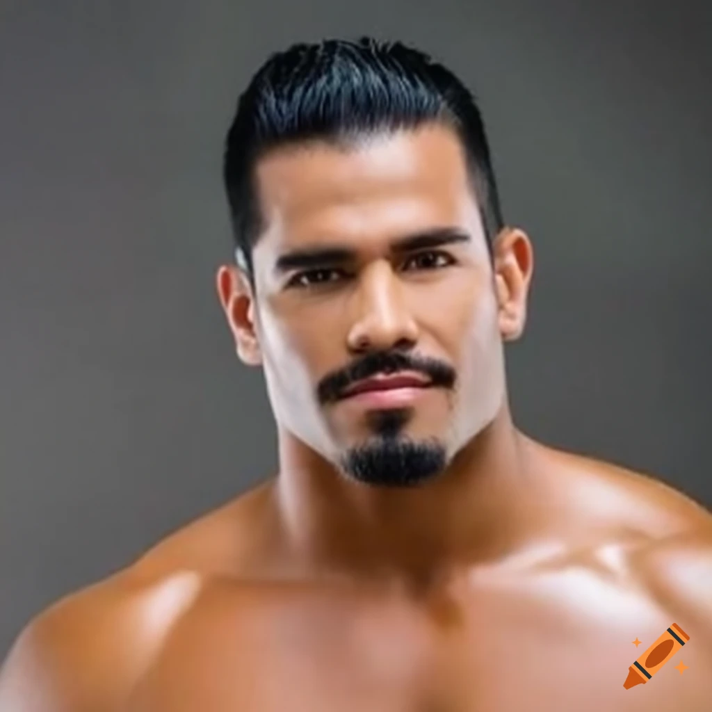 Portrait of a rugged mexican man on a dating show on Craiyon