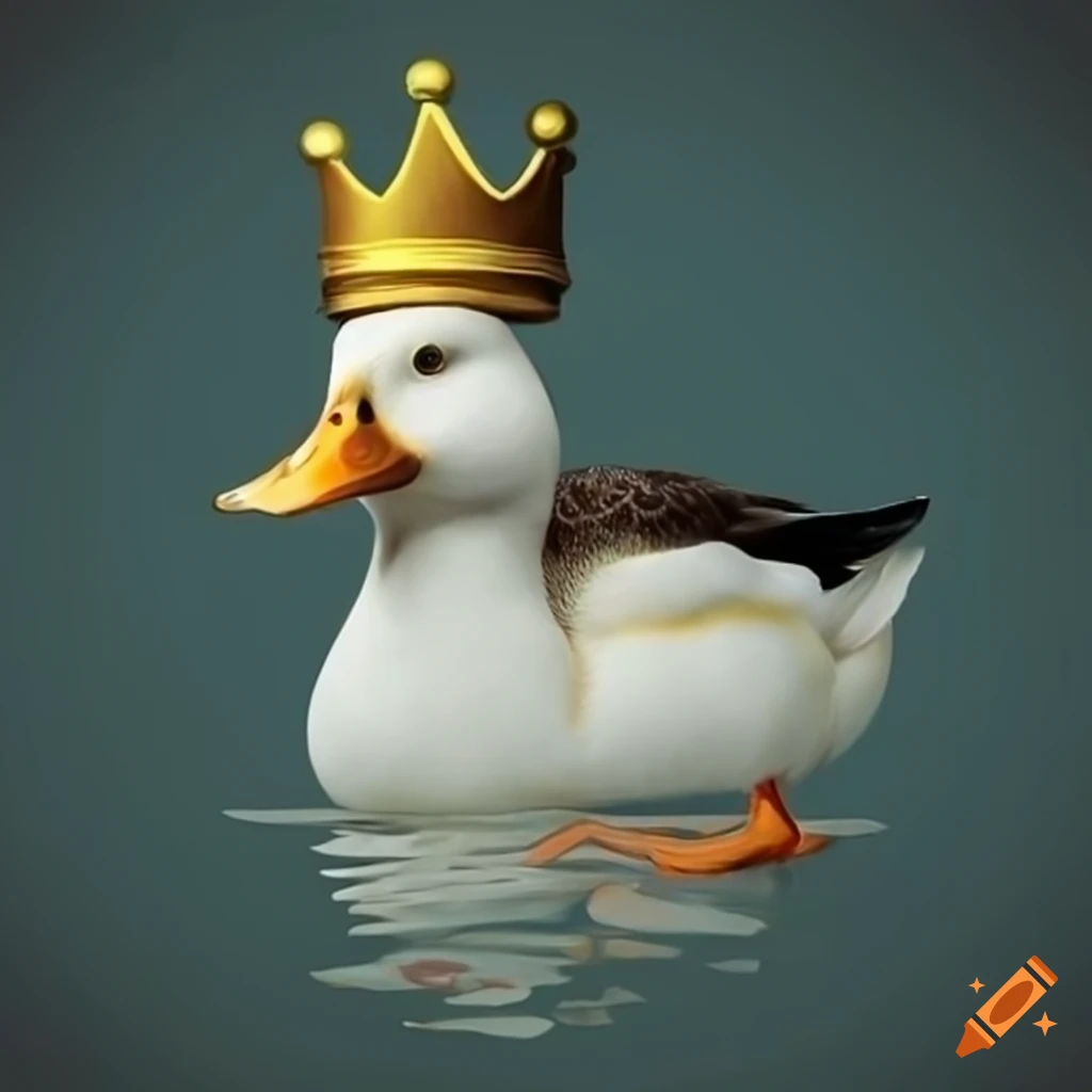 Realistic illustration of a duck with a crown on Craiyon