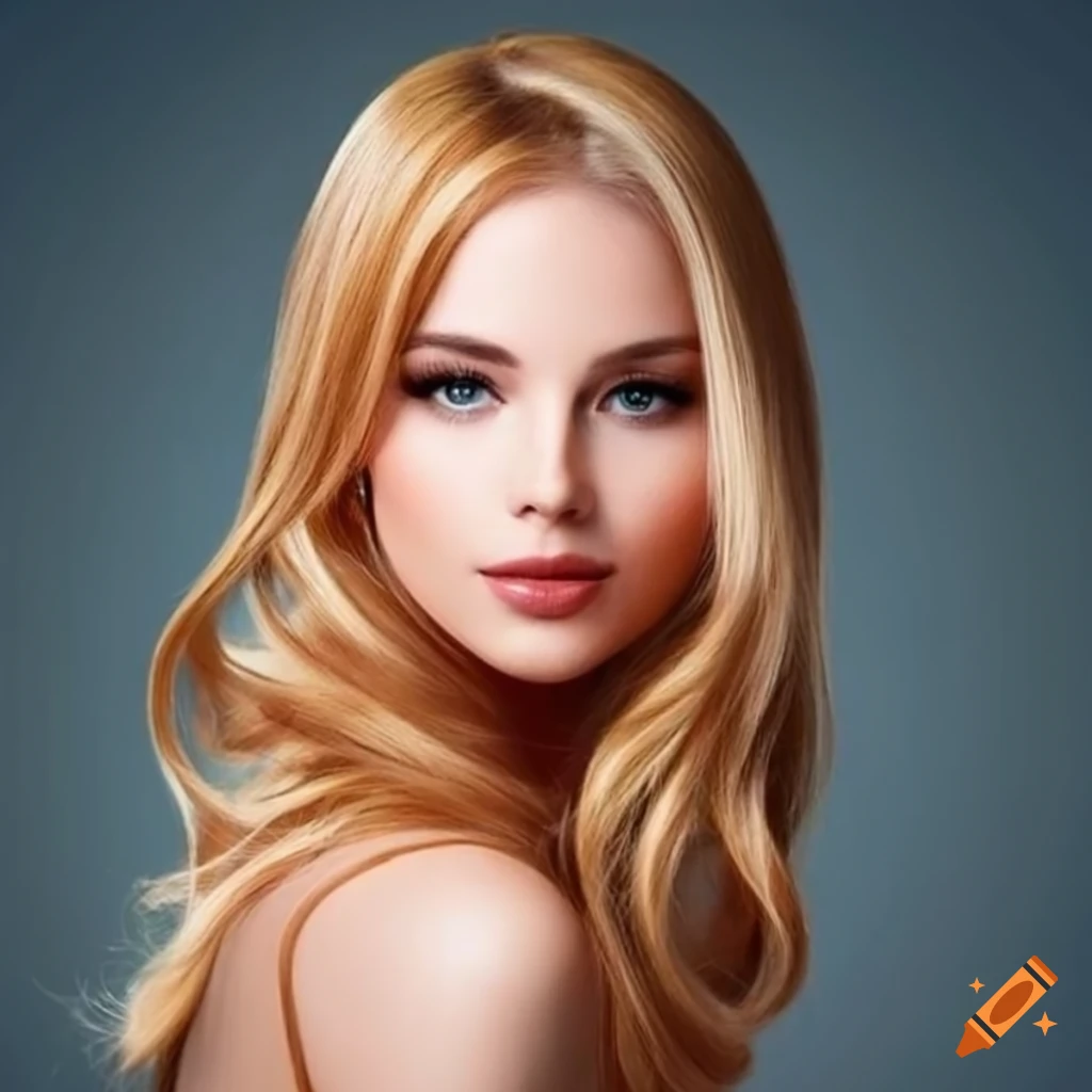 Portrait Of A Young Woman With Shoulder Length Strawberry Blonde Hair