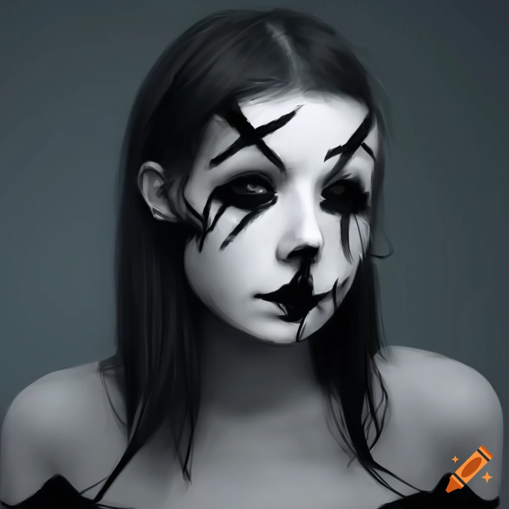 Emo girl mask design in greyscale on Craiyon
