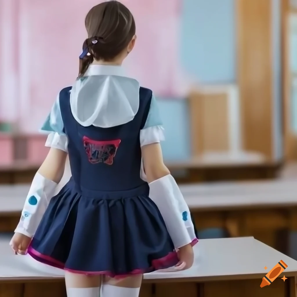 Girl in a modern rococo school uniform