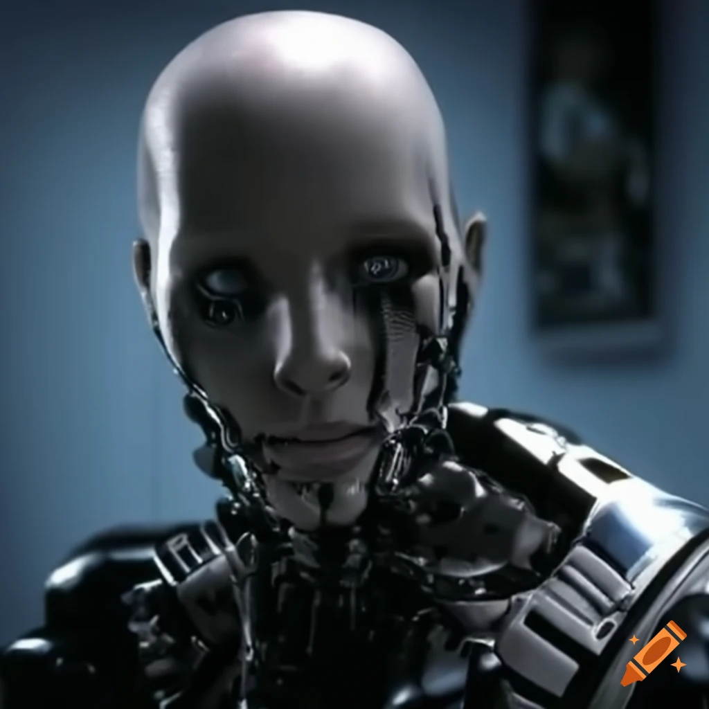 Image of a human cyborg on Craiyon