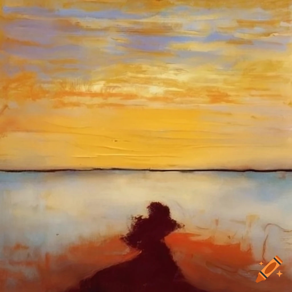 Abstract oil painting of a sunset