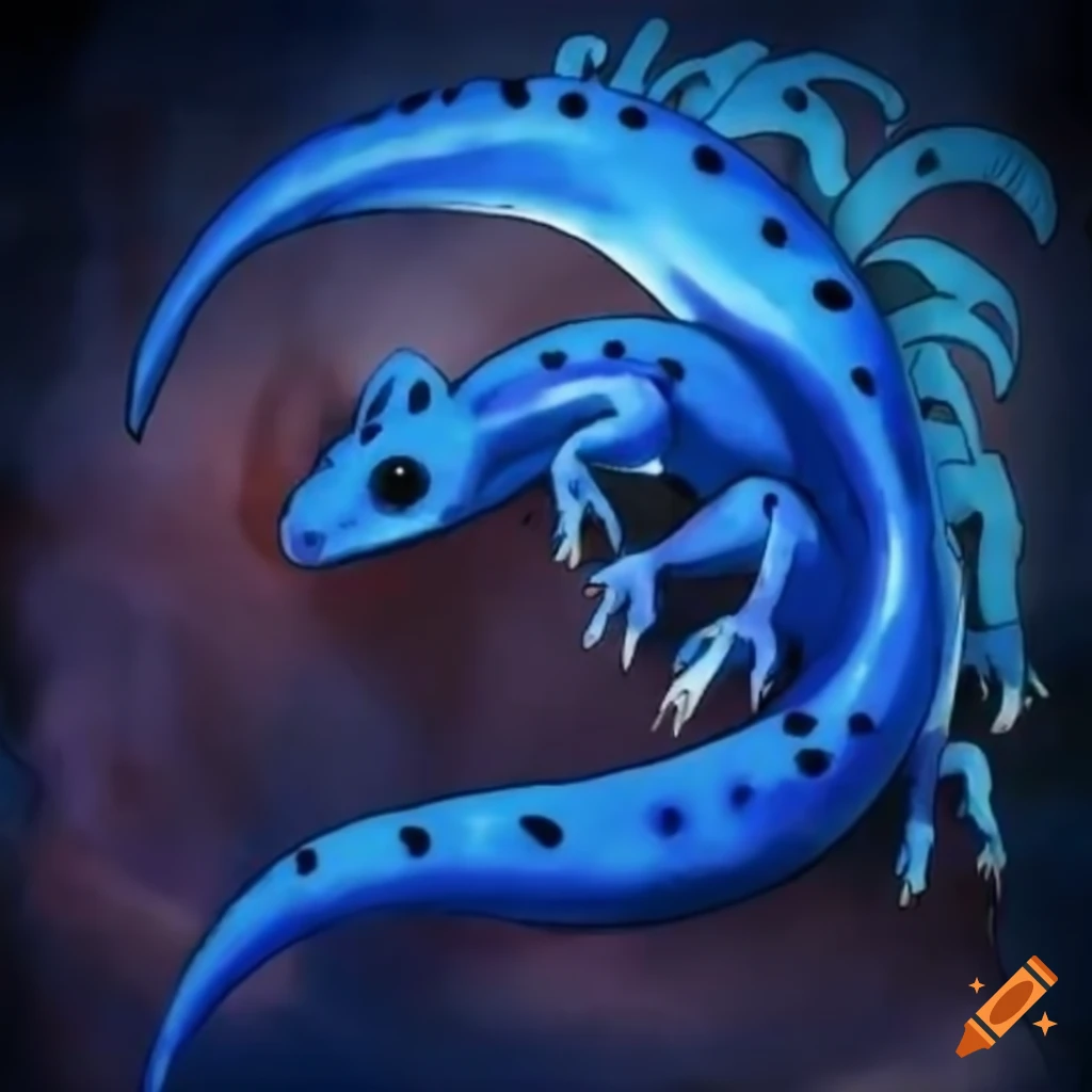 Anime-style blue salamander summoning from naruto on Craiyon