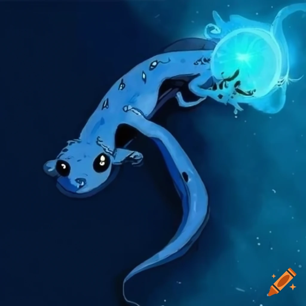 Anime-style blue salamander summoning from naruto