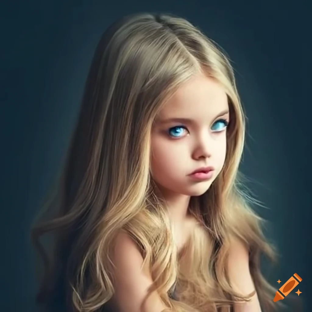 Portrait of a beautiful girl with long blond hair on Craiyon