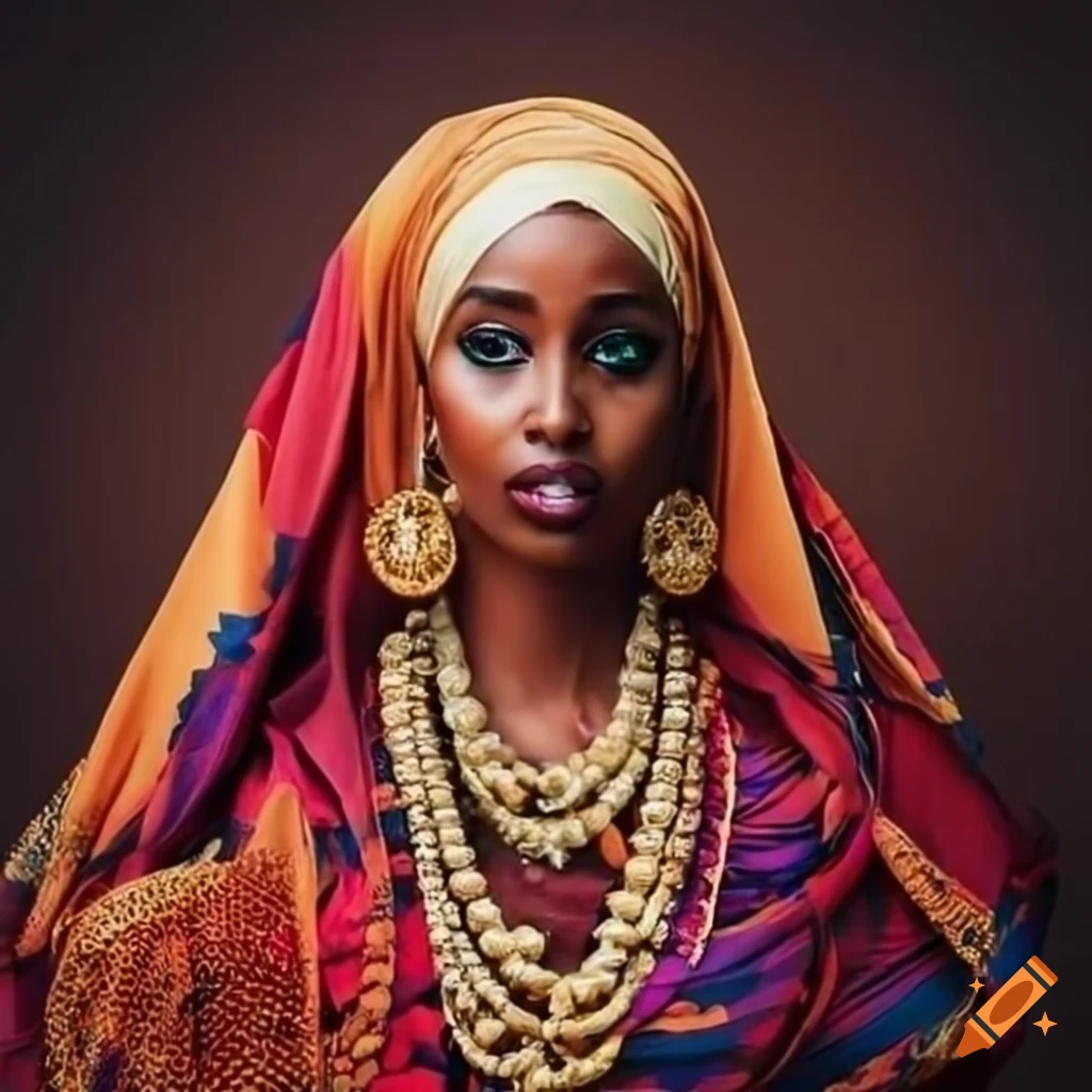 Portrait of a Somali woman in traditional attire on Craiyon