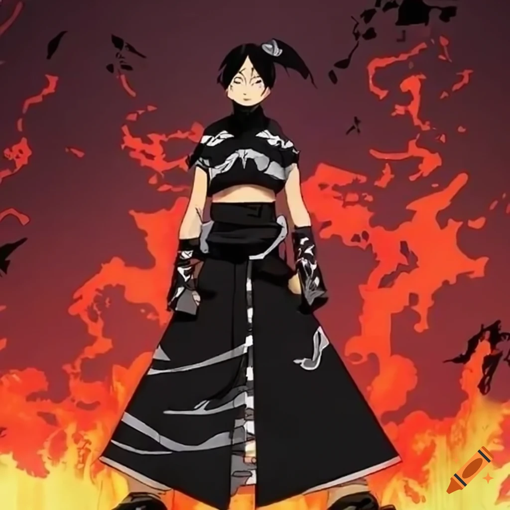 Black star soul eater in traditional shaolin clothes with unique patterns