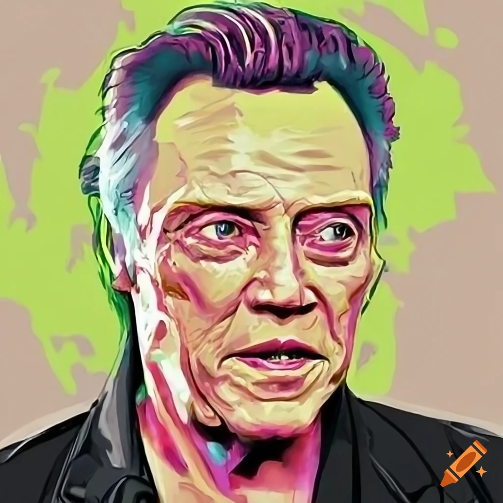 Pop art portrait of Christopher Walken on Craiyon