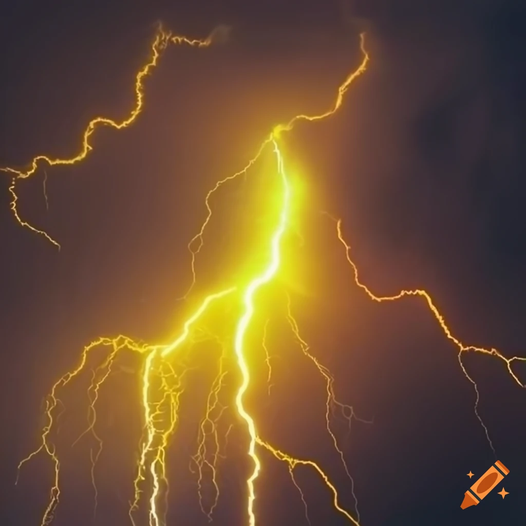 Abstract image of a yellow lightning storm on Craiyon