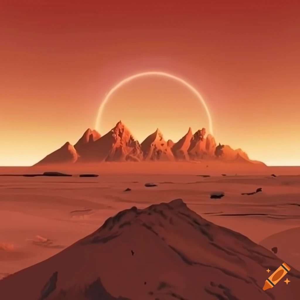 Perspective view of mountains on Mars on Craiyon