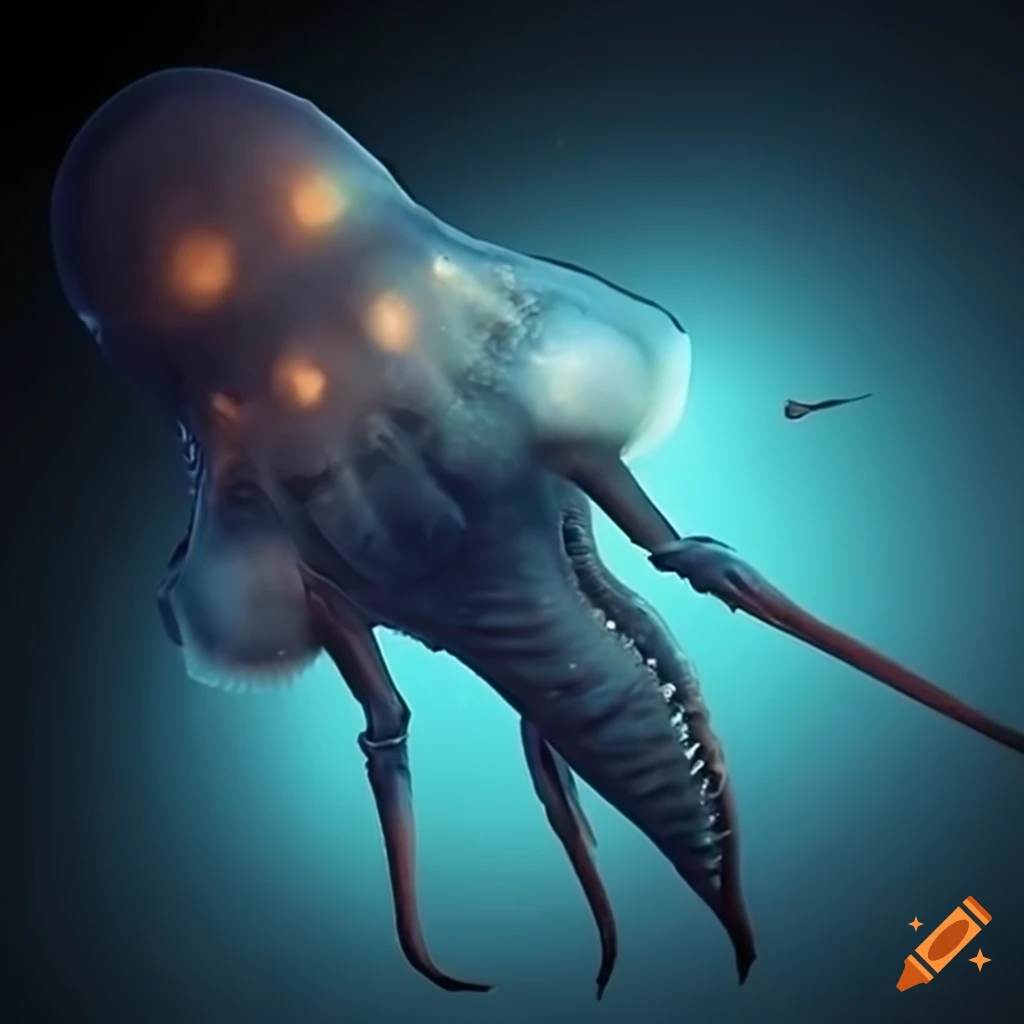 Illustration of a creature from Jupiter's moon Europa on Craiyon