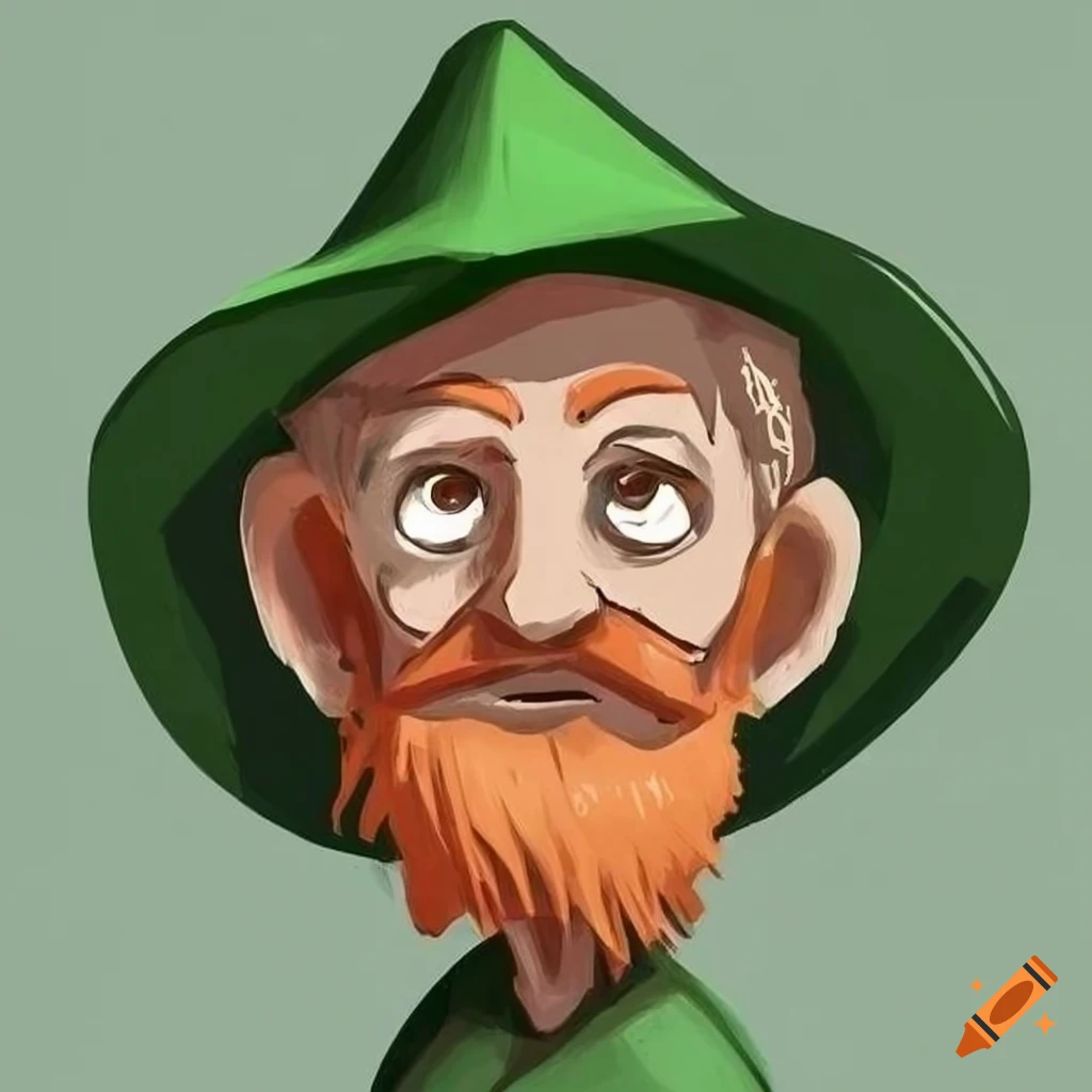 Illustration of a jolly character in green poncho and pointed hat on ...