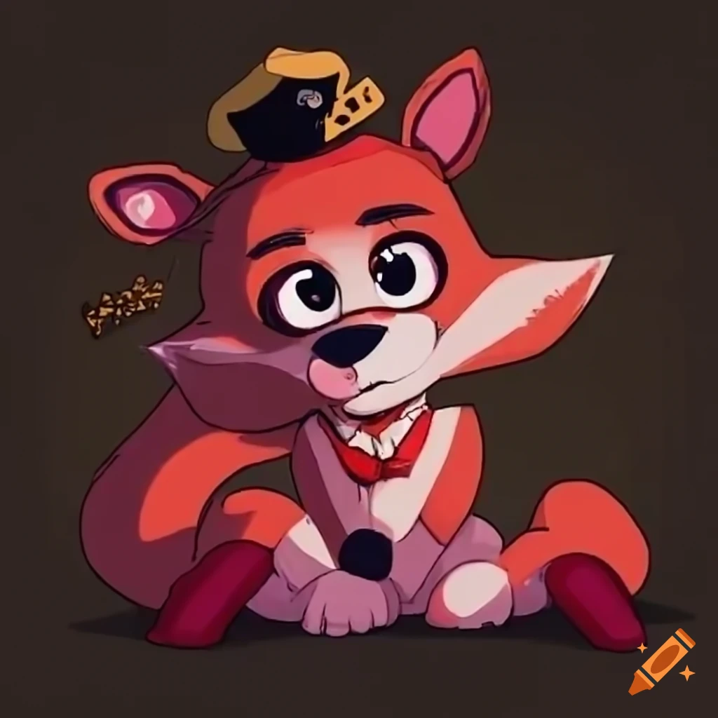 Cute chibi illustration of Foxy the Pirate Fox from FNAF on Craiyon